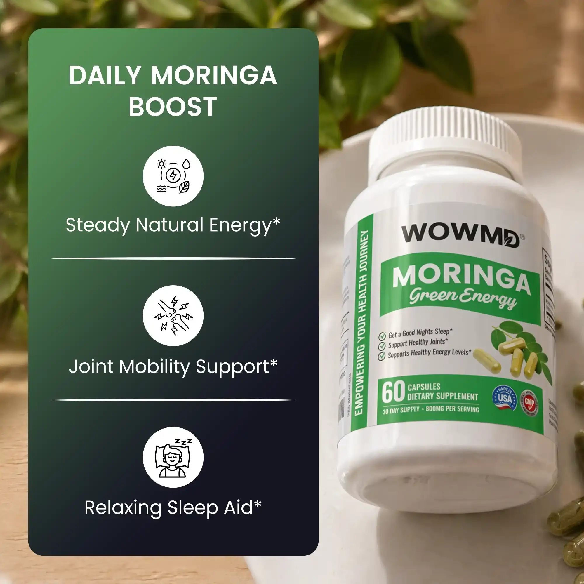 Shop Moringa Green Energy Online | 60 Veggie Caps | WOWMD