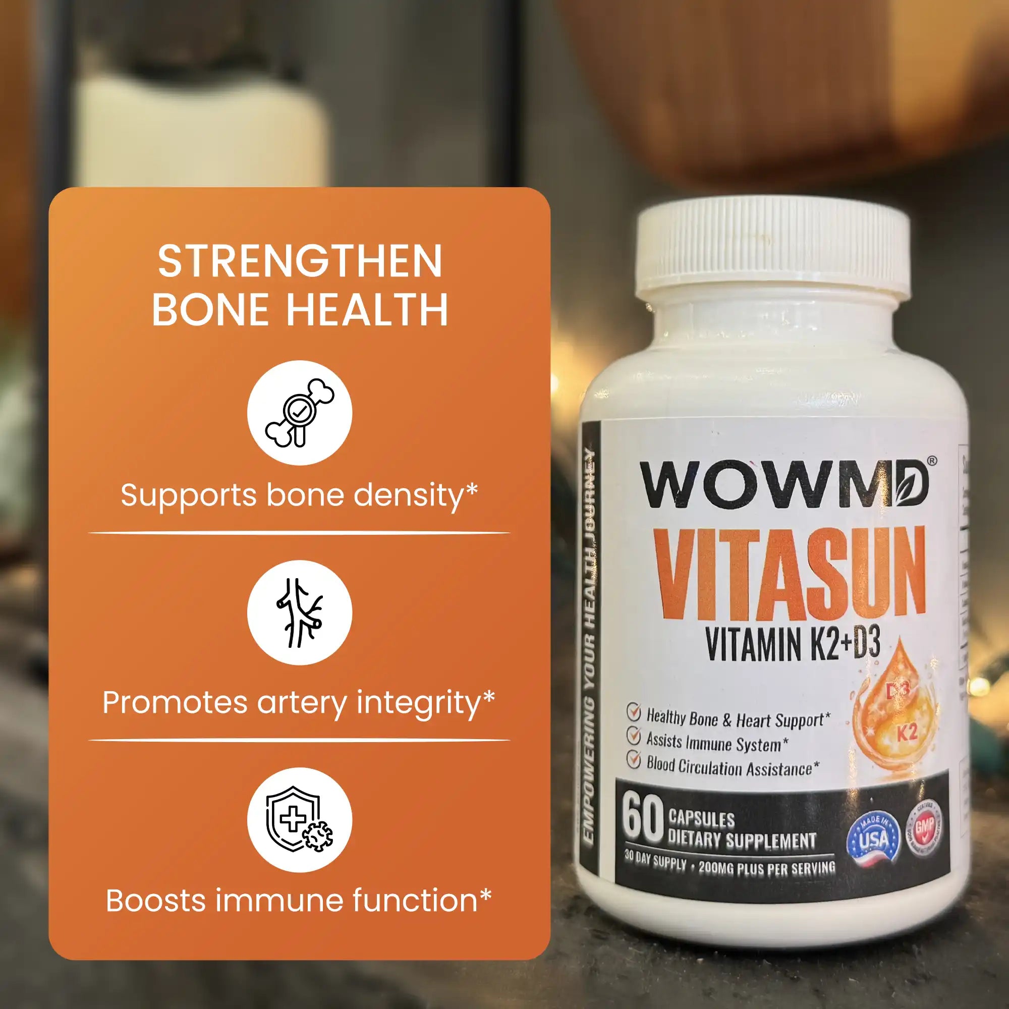 Buy WOWMD VitaSun K2+D3 Online | 60 Capsules | WOWMD